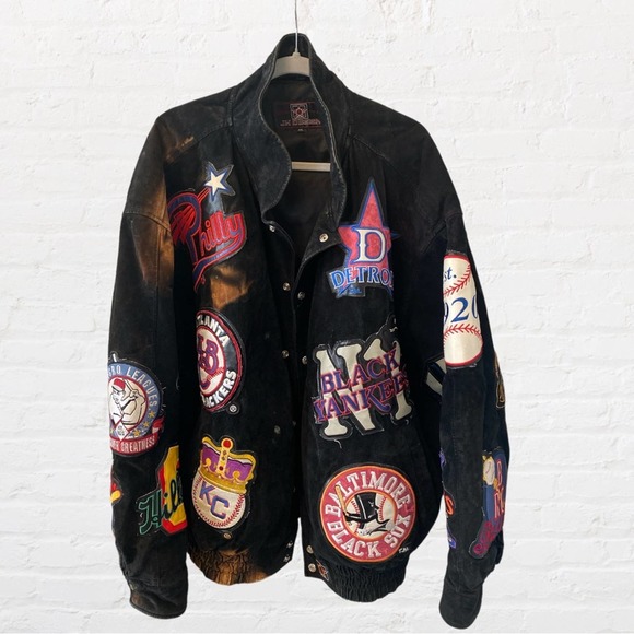 Jh Design | Jackets & Coats | Vintage Nlb Black Suede Negro League ...